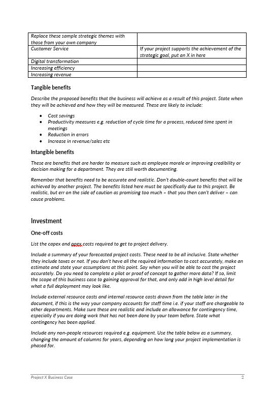 Business Case Template – Rebels Guide To Project Management