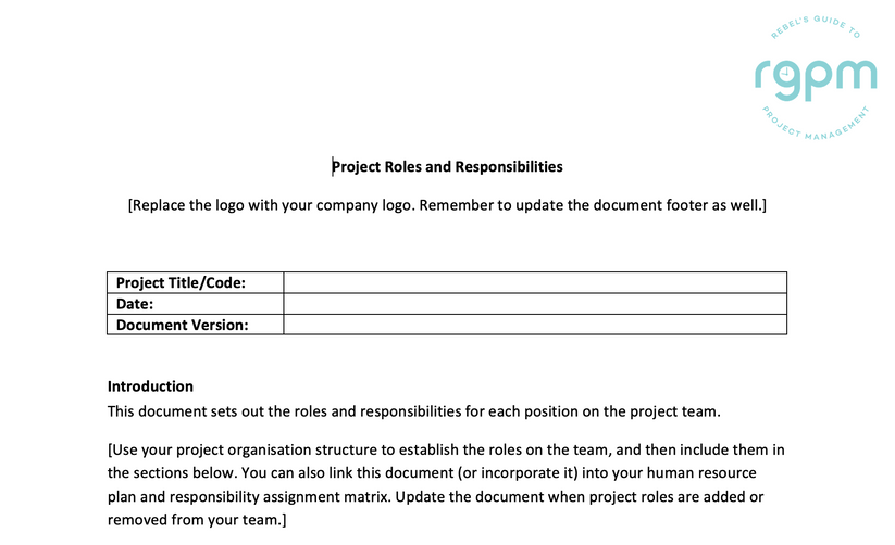 Stakeholder Roles and Responsibilities Template – Rebels Guide To ...